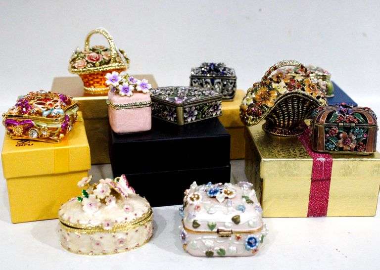 Beautiful Enamel Trinket Boxes some with Rhinestones - Bunting Online ...