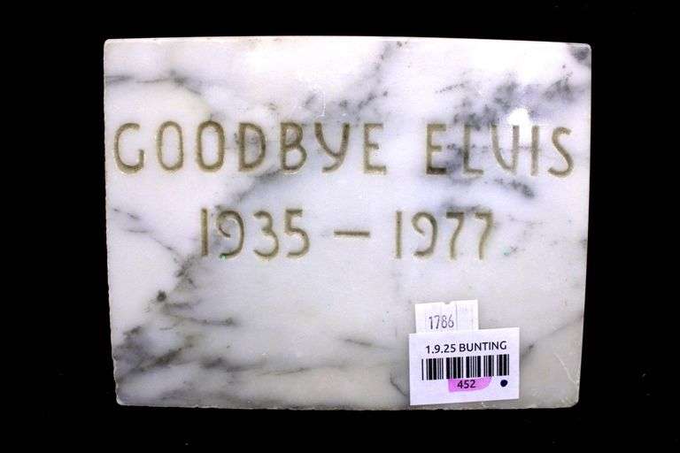 "Goodbye Elvis / 1935-1977" Marble Stone Plaque - Bunting Online Auctions