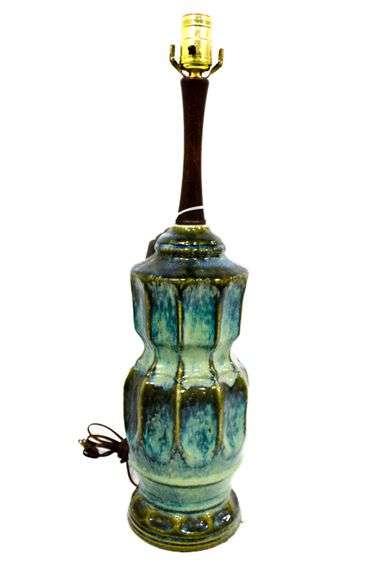 MCM Green Blue Drip Glaze Table Lamp - Bunting Online Auctions