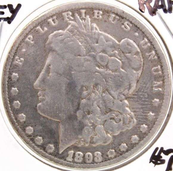 1893 "CC" Morgan Silver Dollar , Marked Very Rare, Key, 677,000 Minted ...