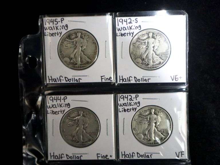 Walking Liberty Half Dollars. 1937 "P", 1941 "D", 1941 "P" ,1942 "P", 1942 "S", 1944 "P", 1945 ...