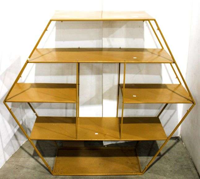 MCM Gold Hexagon Metal Tiered Shelf, 59"x14'x51" - Bunting Online Auctions