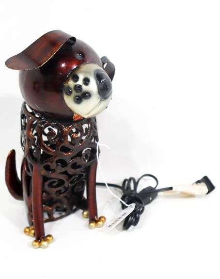 Metal Reticulated Dog Sculpture Decorative Light - Electric - 6 x 9 ...