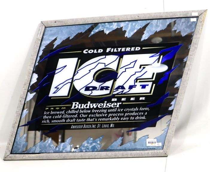 Budweiser - Cold Filtered Ice Draft Beer - Bar Mirror Sign - 28 x 23 ...