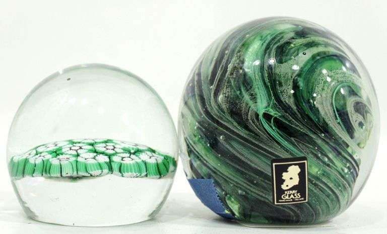 Kerry Glass Handmade in Ireland Emerald Green Swirled -and- Millefiori ...