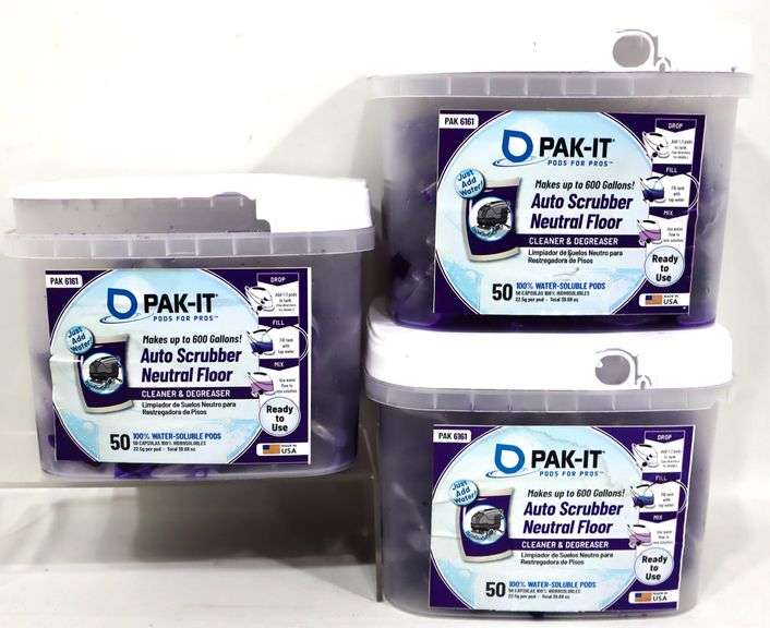 Containers of PAK-IT Auto Scrubber Floor Cleaner for use in Auto ...