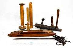 Rustic Primitive Wooden Accessories - Weaving Shuttle, Thread Bobbins ...