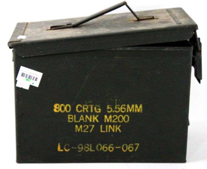 Ammo Box - Stencil Mark: 800 Crtg 5.56mm Blank M200 M27 Link - Bunting ...