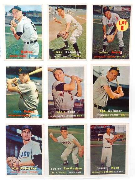 1957 Topps Cards Al Kaline, Jerry Coleman, Bob Skinner, Eddie Yost and ...