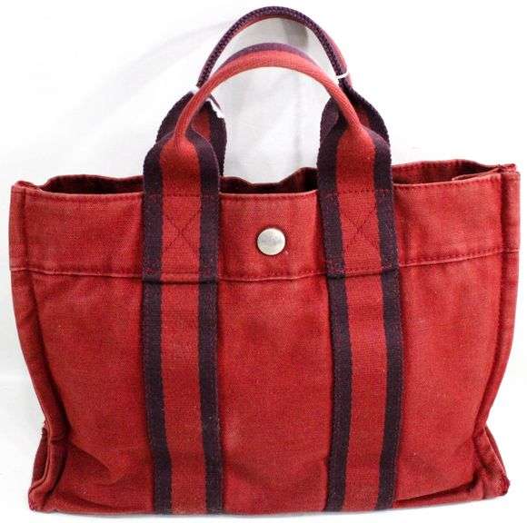 Authentic Hermes Canvas Handbag. Comes with a Certificate of ...