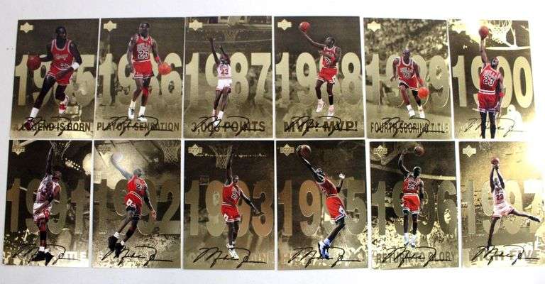1998 - Upper Deck Michael Jordan Autographed Basketball Gold Foil Set ...