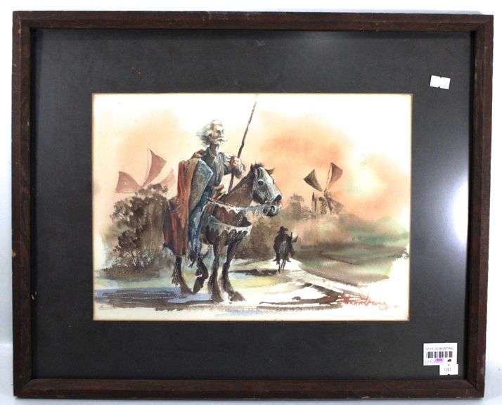 Signed Don Quixote & Sancho Panza, Original Watercolor, 17" x 21 ...