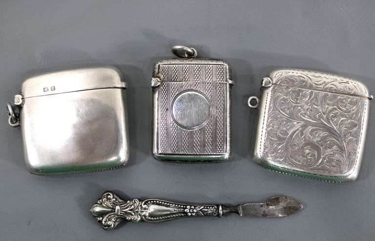 Antique Sterling Silver Vesta Cases / Match Safes with Sterling Silver ...