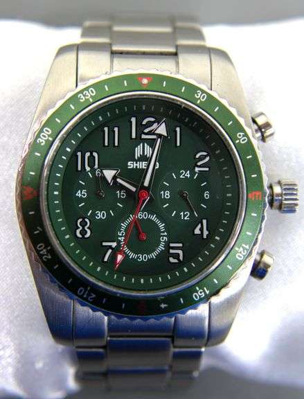 Shield , Exley Mens Diver watch , Green Dial - Bunting Online Auctions
