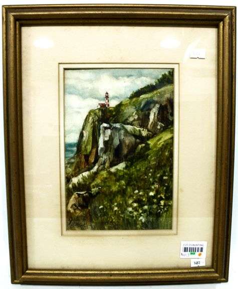 Watercolor by Gustave Wander (American, 1934-2017) - 16 x 13 - Bunting ...