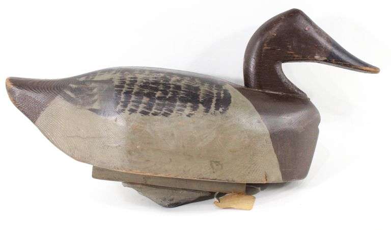 Signed - Vintage Hand painted Canvas Back Duck decoy , Lead weight ...