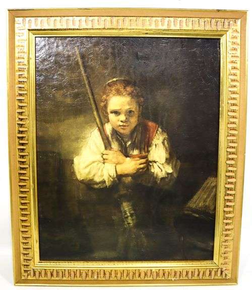 "Girl with a Broom" on Canvas by Rembrandt van Rijn (Dutch, 1606-1669 ...