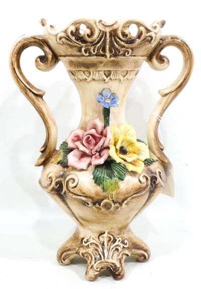 Vintage Capo Di Monte Capodimonte Large Vase with Two Handles Marked ...