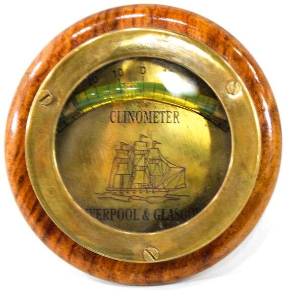 The Liverpool & Glasgow Glass, Brass and Wood Vintage Clinometer ...