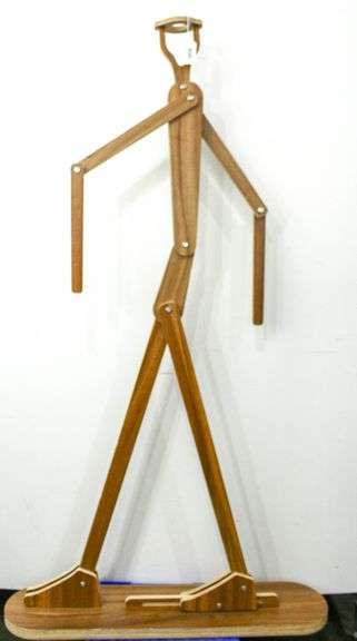 Modernist Positionable Stick Man Wooden Sculpture - 56 x 30 - Bunting ...