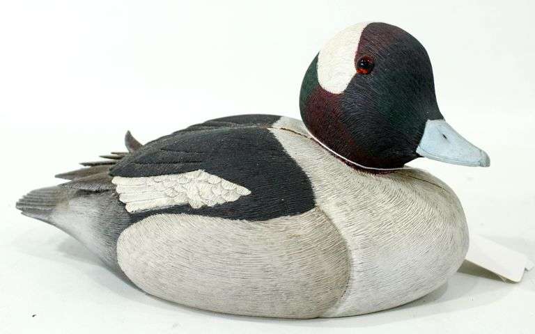 Hand Carved Buffle head duck decoy , Marked " By Buck , 1982 ...