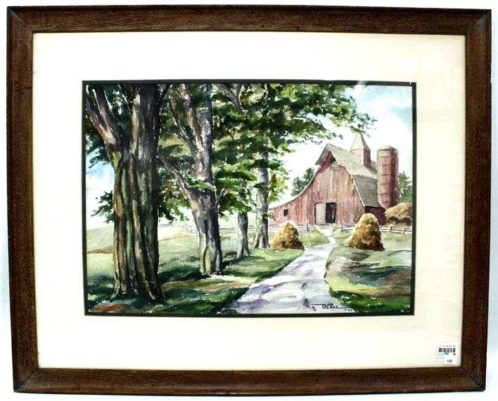Barn Landscape by Bob Blake 8-45 - 25 x 31 - Bunting Online Auctions