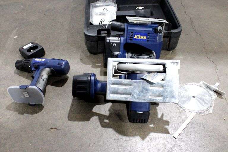 Benchtop 18V Power Tools with Case - Driver, Jig Saw, and Accessories ...