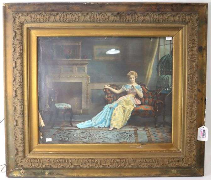 Vintage Portrait Setting Lady in Long Dress after Matteo Meneghini ...