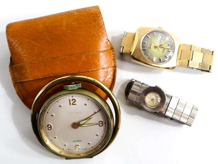 Camalier & Buckley Antique Brass Travel Alarm Clock 8 Day Swiss with ...