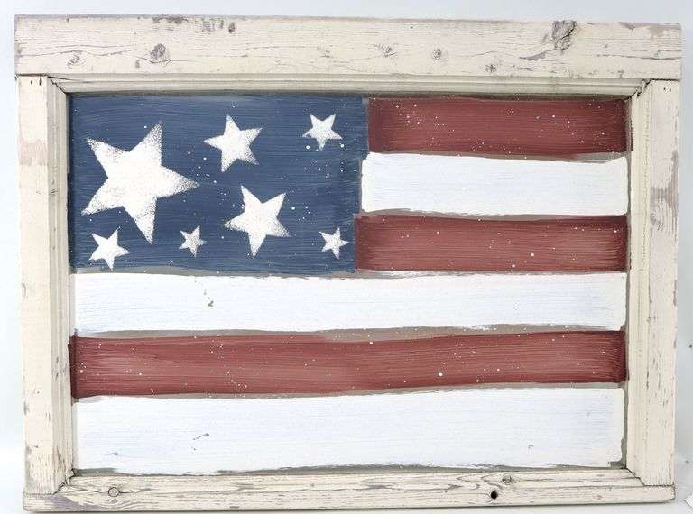 Rustic Primitive Hand Painted Impressionist American Flag - 18 x 24 ...