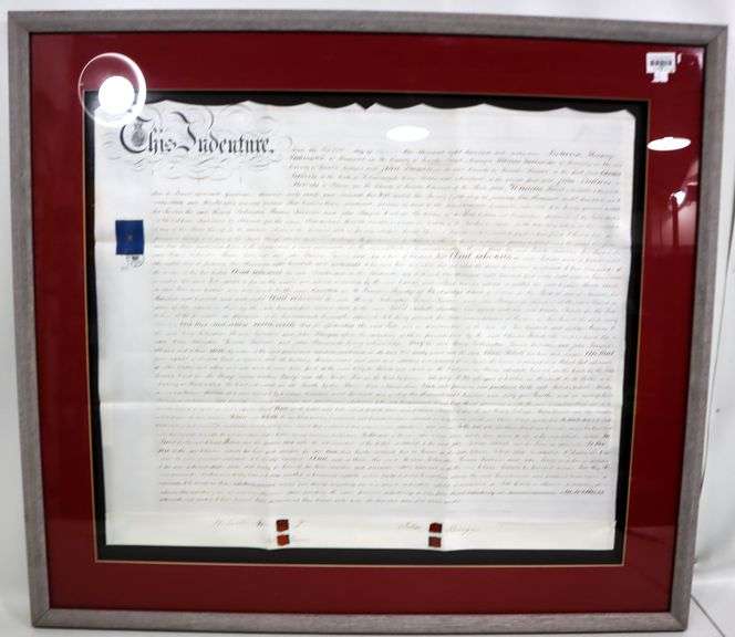 "This Indenture" Antique 1869 Will - Framed - 33 x 37 - Bunting Online ...