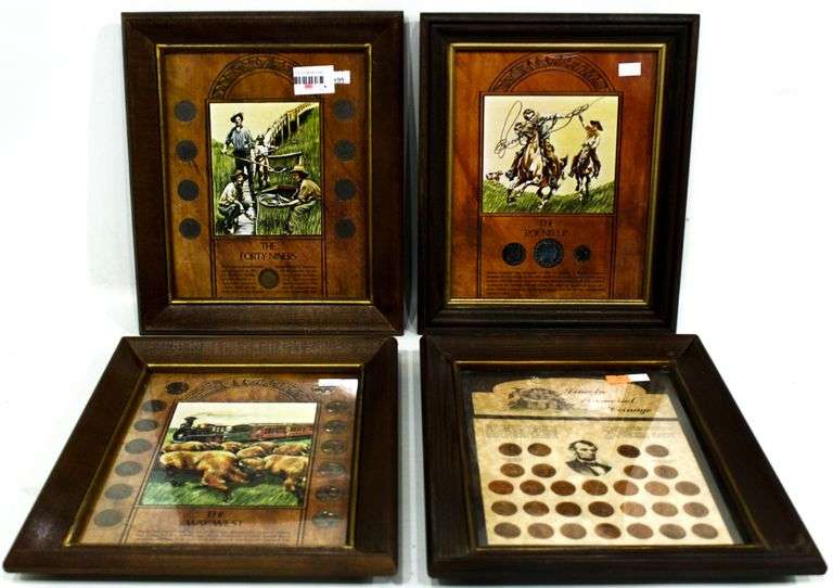 Vintage , framed coin sets , Includes : " The forty niners ( 9 barber ...