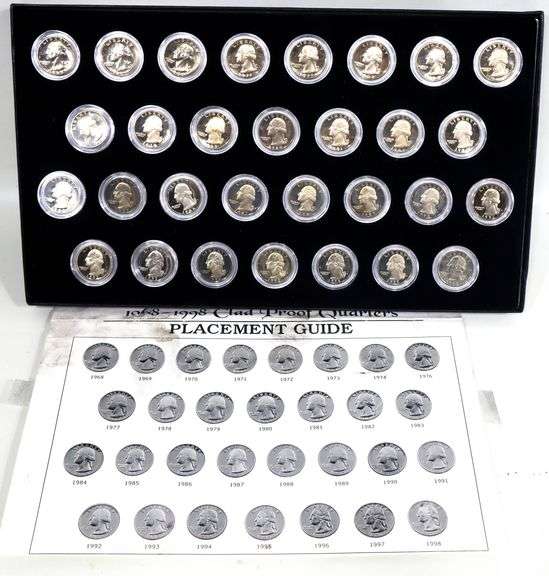 Washington Quarters , 1968 - 1998 , Clad Proof Set , 30 coins in case ...