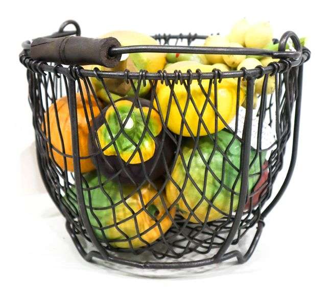 Metal Weave Wire Basket with Fruit & Veggies. - Bunting Online Auctions