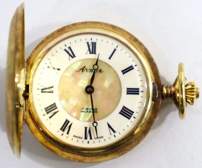 Arnex Gold Tone pocket watch , Swiss movement , seems to work - Bunting ...