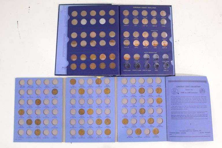 Two Lincoln Cent Books, 76 Coins Total, 1909-1940 All Wheat Cents, 1941 ...