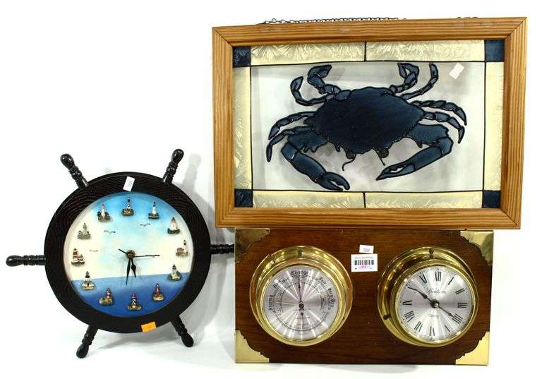 Nautical Decorating Accessories - Blue Crab Stained Glass Window Art ...