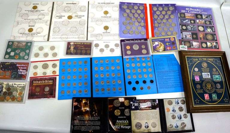 Coin Sets, Some Silver. 10 Decades of 20th Coins, Hail to the Chief, US ...