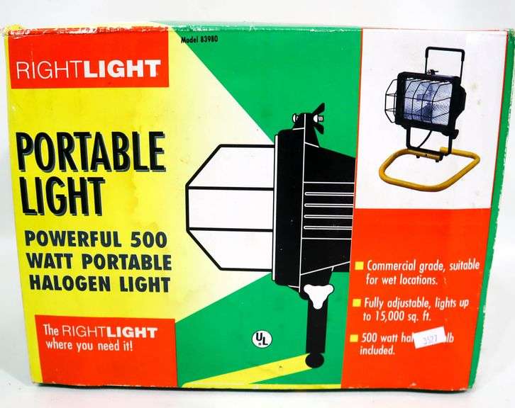 Portable Light - 500 Watt Halogen Work Light - Bunting Online Auctions