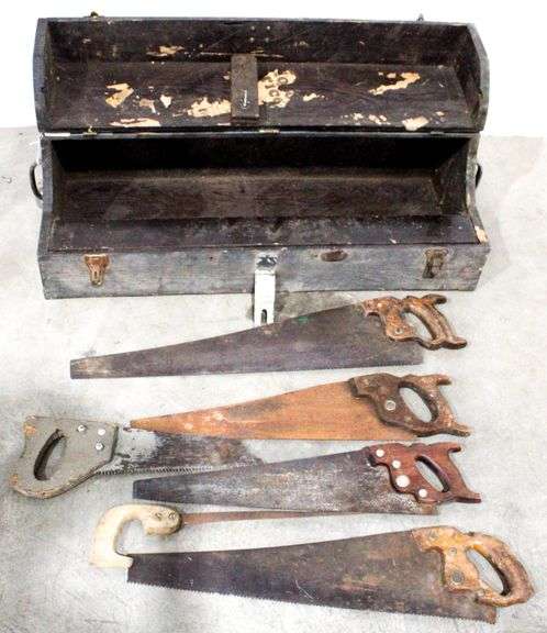 Early Rustic Primitive Lift-Top Carpenter's Wooden Tool Chest with ...