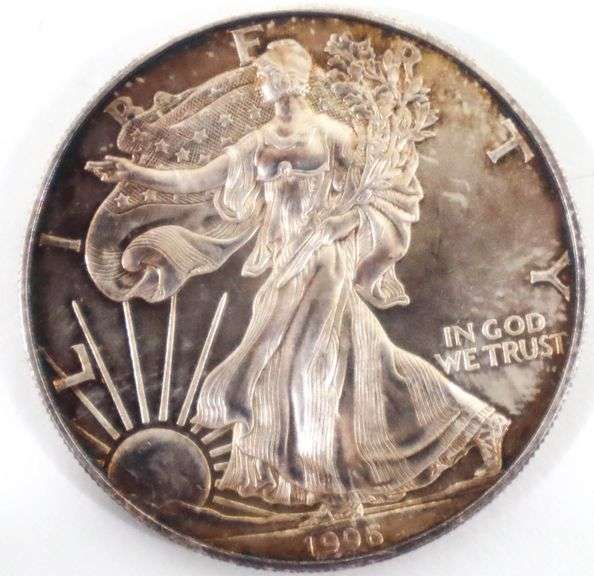 1996 American Eagle silver Dollar in case , 1 OZ of .999 silver ...