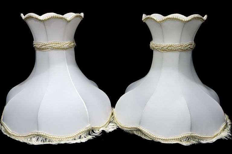 Victorian / Hollywood Regency Lamp Shades with Fringe Trim - Pair ...