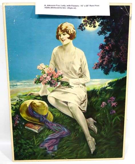 R. Atkinson Fox, Lady, with Flowers - Rare Print 1920s- Description ...
