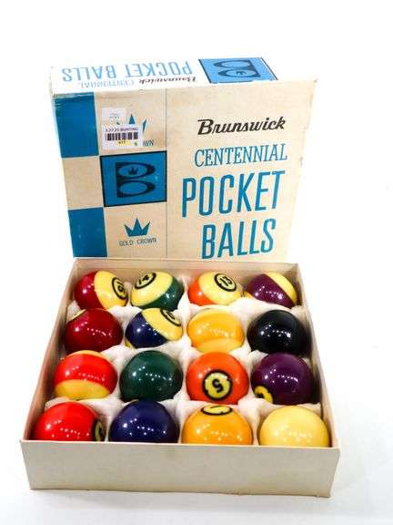 Vintage Brunswick Centennial Pocket Balls by Gold Crown. - Bunting Online Auctions