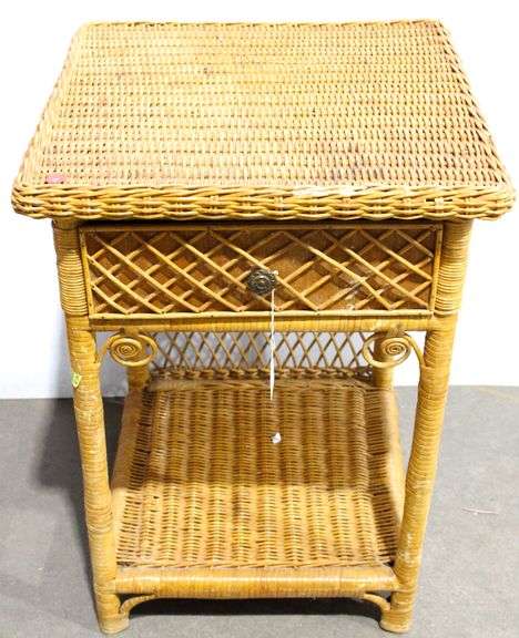 Wicker Rattan Table with One Drawer - 25 x 18 x 17 - Bunting Online ...