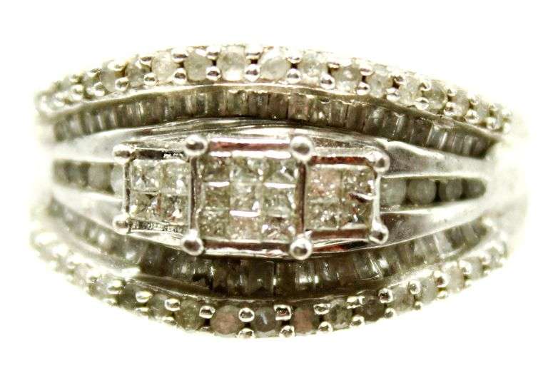 Diamonds (tested) set in Sterling Silver Ring, size 8. - Bunting Online ...