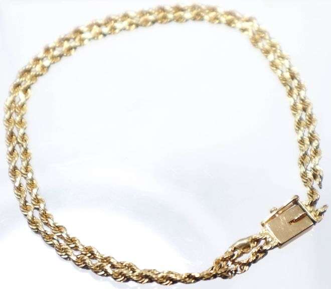 14 KT Gold rope Bracelet, box closure, 7". (3.49 gm) - Bunting Online ...