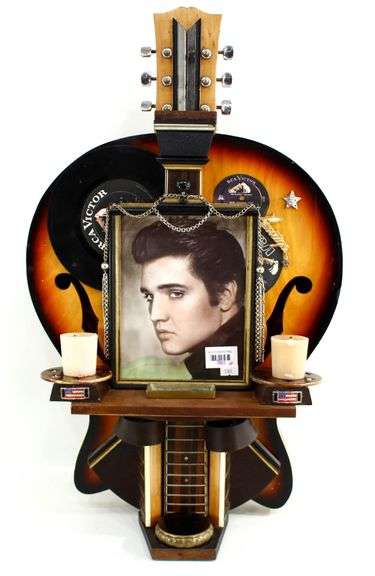 Elvis Presley Memorabilia Photo Mounted on a Guitar with Shelf and ...