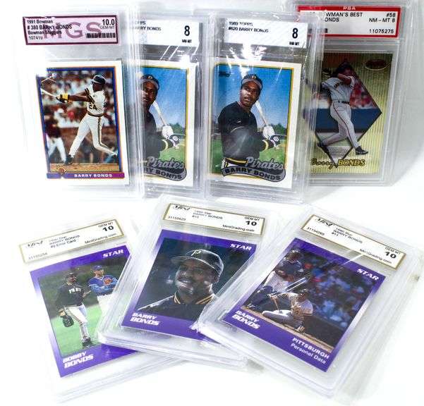 Graded Barry Bonds Baseball Cards includes - 1990 Star #11 Gem MT 10 ...