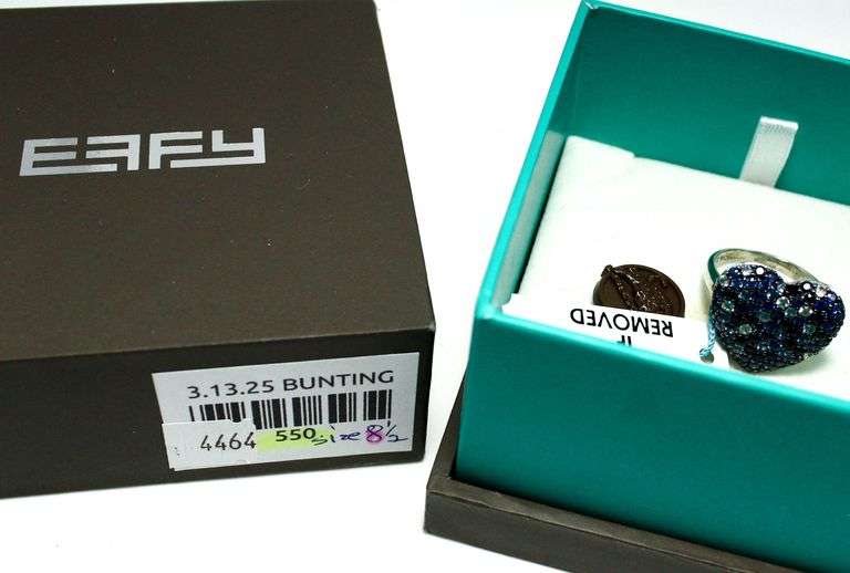 EFFY Sapphire and Sterling Silver Ring, in the original gift box.. Size ...